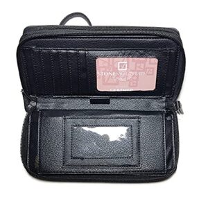 Stone Mountain Tooled Embossed SLG Wristlet Wallet, Black Gray