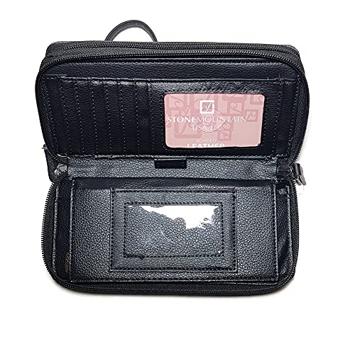 Stone Mountain Tooled Embossed SLG Wristlet Wallet, Black Gray