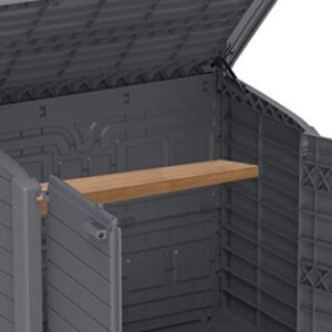 Duramax Cedargrain StoreAway 1200L Plastic Garden Storage Shed / Arc Lid - Outdoor Storage Bike Shed – Durable & Strong Construction– Ideal for Tools, Bikes, BBQs & 2X 240L Bins, 145x85x125 cm, Grey