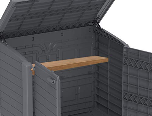 Duramax Cedargrain StoreAway 1200L Plastic Garden Storage Shed / Arc Lid - Outdoor Storage Bike Shed – Durable & Strong Construction– Ideal for Tools, Bikes, BBQs & 2X 240L Bins, 145x85x125 cm, Grey