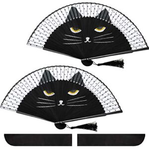 hand held folding fan cat folding fan cartoon cute cat silk fan women party cat fan with store bag for wedding dancing church gifts home decoration hand held folding fan cat folding fan cartoon cute cat silk fan women party cat fan with store bag for w