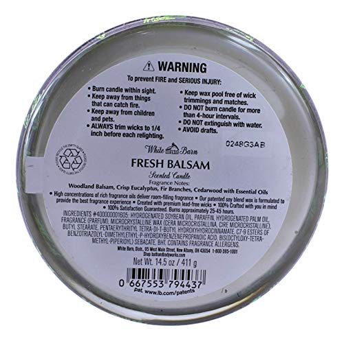 White Barn Bath & Body Works Fresh Balsam Scented Candle 3 Wick 14.5OZ