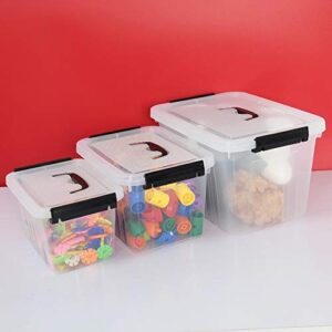 Farmoon Clear Storage Bin, Plastic Stackable Box/Container with Lid and Black Handle, 3 Packs