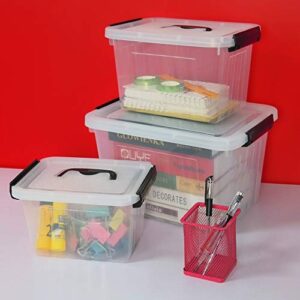 Farmoon Clear Storage Bin, Plastic Stackable Box/Container with Lid and Black Handle, 3 Packs