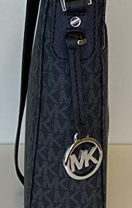 Michael Kors MICHAEL Michael Kors Jet Set Travel Large Messenger Crossbody bundle with Trifold Wallet Purse Hook (Signature MK Black)