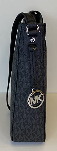 Michael Kors MICHAEL Michael Kors Jet Set Travel Large Messenger Crossbody bundle with Trifold Wallet Purse Hook (Signature MK Black)