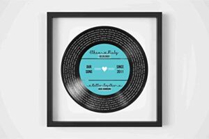 personalized record print personalized vinyl record song lyrics frame our song custom song lyrics framed print anniversary gift for him