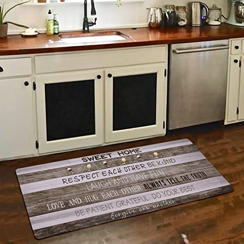 Lacomfy Landing Rug Kitchen Mats Farmhouse Rug Nonslip Landing Mat Rubber Kitchen Rugs Runner 4Ft Rubber Floor Runner Standing Mat Wood Printed Laundry Rug Throw Rug for Entrance Hallway Foyer 20"x48