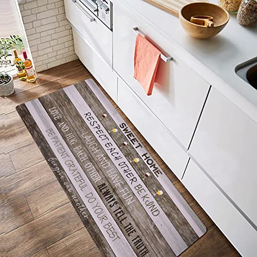 Lacomfy Landing Rug Kitchen Mats Farmhouse Rug Nonslip Landing Mat Rubber Kitchen Rugs Runner 4Ft Rubber Floor Runner Standing Mat Wood Printed Laundry Rug Throw Rug for Entrance Hallway Foyer 20"x48