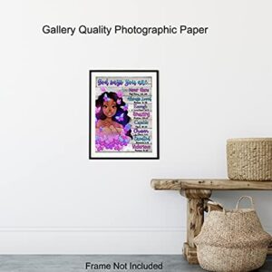 Black Girl Wall Art & Decor - African American Women Woman Teen Picture Poster Print - Cute Positive Affirmations - Inspirational Motivational Religious Gifts- Bedroom Living Room Home Office Bathroom