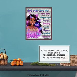 Black Girl Wall Art & Decor - African American Women Woman Teen Picture Poster Print - Cute Positive Affirmations - Inspirational Motivational Religious Gifts- Bedroom Living Room Home Office Bathroom