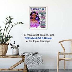 Black Girl Wall Art & Decor - African American Women Woman Teen Picture Poster Print - Cute Positive Affirmations - Inspirational Motivational Religious Gifts- Bedroom Living Room Home Office Bathroom