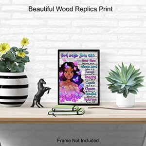 Black Girl Wall Art & Decor - African American Women Woman Teen Picture Poster Print - Cute Positive Affirmations - Inspirational Motivational Religious Gifts- Bedroom Living Room Home Office Bathroom