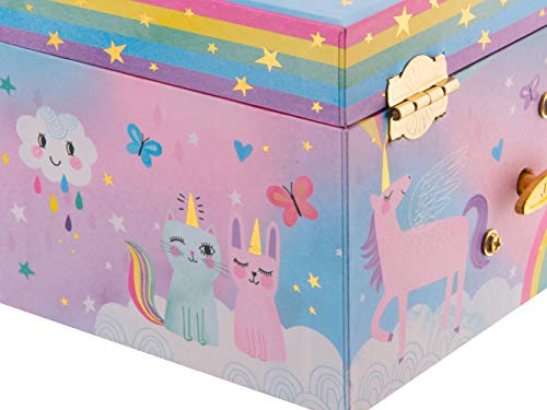 Jewelkeeper Girl's Musical Jewelry Storage Box with Spinning Unicorn, Cotton Candy Unicorn Design, The Beautiful Dreamer Tune, Ideal Gifts for Little Girls