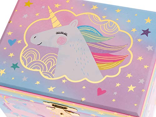 Jewelkeeper Girl's Musical Jewelry Storage Box with Spinning Unicorn, Cotton Candy Unicorn Design, The Beautiful Dreamer Tune, Ideal Gifts for Little Girls