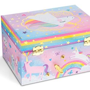 Jewelkeeper Girl's Musical Jewelry Storage Box with Spinning Unicorn, Cotton Candy Unicorn Design, The Beautiful Dreamer Tune, Ideal Gifts for Little Girls