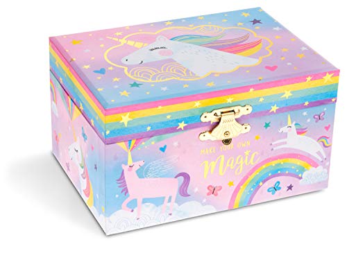 Jewelkeeper Girl's Musical Jewelry Storage Box with Spinning Unicorn, Cotton Candy Unicorn Design, The Beautiful Dreamer Tune, Ideal Gifts for Little Girls