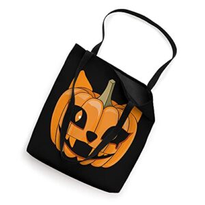 Halloween Spooky Cat Pumpkin Face Tote Bag