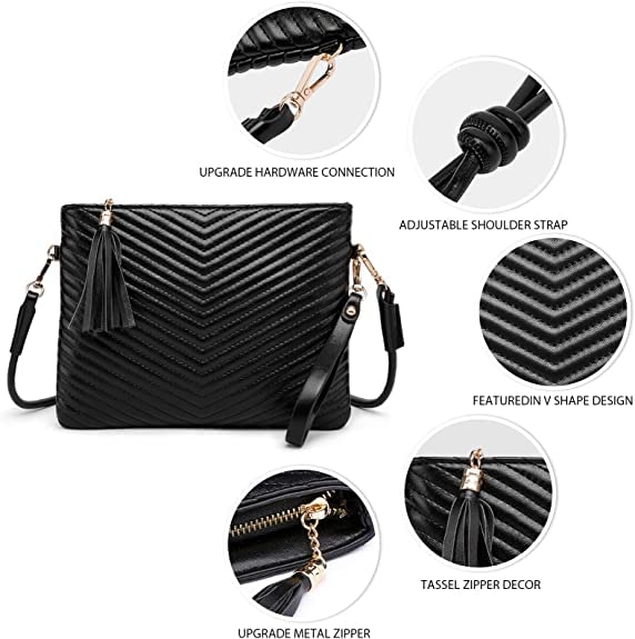 LYPULY Small Crossbody Bags for Women, Trendy Vegan Leather Shoulder Purses, Clutch Wallet with Wristlet Strap