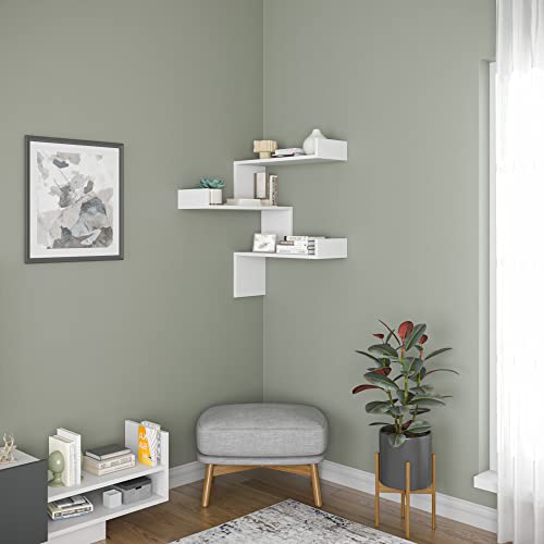 Ada Home Decor Walker Modern White Wall Shelf 35.43'' H x 24'' W x 8.66'' D/Wall Storage/Shelving Unit