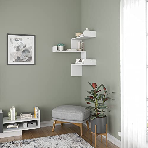 Ada Home Decor Walker Modern White Wall Shelf 35.43'' H x 24'' W x 8.66'' D/Wall Storage/Shelving Unit