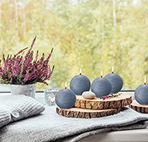 BOLSIUS 3 Pack Twilight Blue Rustic Ball Pillar Candles - 3 Inch - Premium European Quality - Natural Eco-Friendly Plant-Based Wax - Unscented Dripless Smokeless 25 Hour Party and Wedding Candles