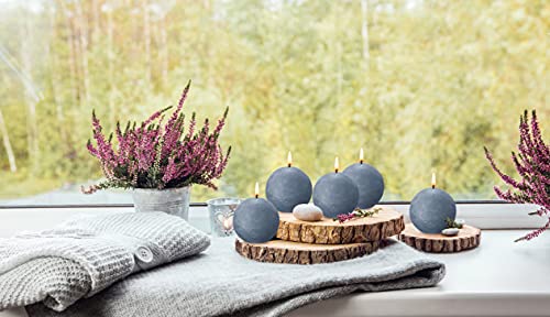 BOLSIUS 3 Pack Twilight Blue Rustic Ball Pillar Candles - 3 Inch - Premium European Quality - Natural Eco-Friendly Plant-Based Wax - Unscented Dripless Smokeless 25 Hour Party and Wedding Candles