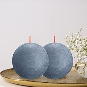 BOLSIUS 3 Pack Twilight Blue Rustic Ball Pillar Candles - 3 Inch - Premium European Quality - Natural Eco-Friendly Plant-Based Wax - Unscented Dripless Smokeless 25 Hour Party and Wedding Candles