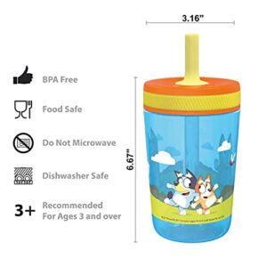 Zak Designs 15oz Bluey Kelso Tumbler Set, BPA-Free Leak-Proof Screw-On Lid with Straw Made of Durable Plastic and Silicone, Perfect Bundle for Kids, 2 Count (Pack of 1)