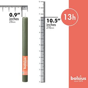 BOLSIUS 16 Fresh Olive Rustic Household Candles - 10.5 Inch - Premium European Quality - 13 Burn Hours - Natural Eco-Friendly Plant-Based Wax - Unscented Dripless & Smokeless Party Décor Candlesticks