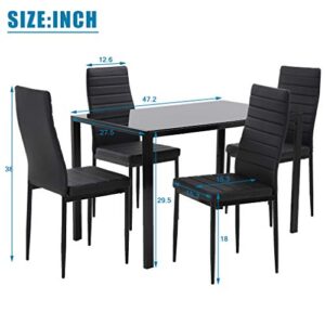 FDW Dining Table Set Dining Table Dining Room Table Set for Small Spaces Kitchen Table and Chairs for 4 Table with Chairs Home Furniture Rectangular Modern