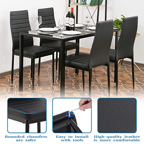 FDW Dining Table Set Dining Table Dining Room Table Set for Small Spaces Kitchen Table and Chairs for 4 Table with Chairs Home Furniture Rectangular Modern