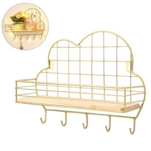 NUOBESTY Floating Shelves Cute Cloud Shape Wall Mount Organiser Wall Storage Rack Sundries Organizer for Living Room Kitchen Bathroom Home Decoration (Golden)