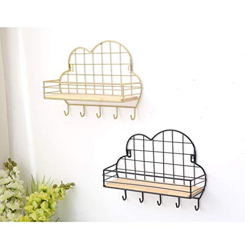 NUOBESTY Floating Shelves Cute Cloud Shape Wall Mount Organiser Wall Storage Rack Sundries Organizer for Living Room Kitchen Bathroom Home Decoration (Golden)