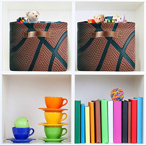 Storage Basket Cube Basketball Sport Large Collapsible Toys Storage Box Bin Laundry Organizer for Closet Shelf Nursery Kids Bedroom,15x11x9.5 in,1 Pack