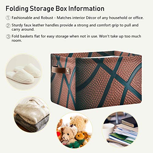 Storage Basket Cube Basketball Sport Large Collapsible Toys Storage Box Bin Laundry Organizer for Closet Shelf Nursery Kids Bedroom,15x11x9.5 in,1 Pack