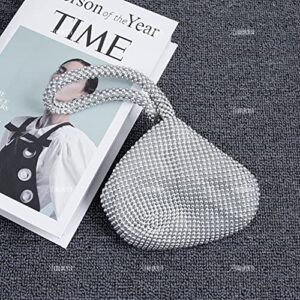 AUEAR, Triangle Bling Sequins Zipper Pouch Mini Size Women's Evening Clutch Bag Luxury Full Purse Sparkly Handbag for Prom Cocktail Party Wedding Engagement Silver