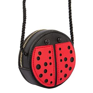 auear, cute ladybug purse mini pu leather crossbody bag wallet pouch for women and girls, black and red