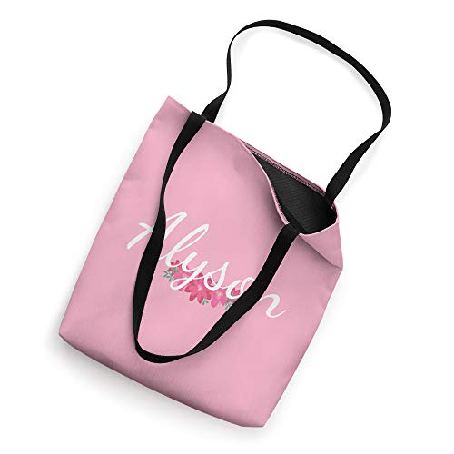 Custom Alyson Gift Personalized Name Flowers Floral Pink Tote Bag