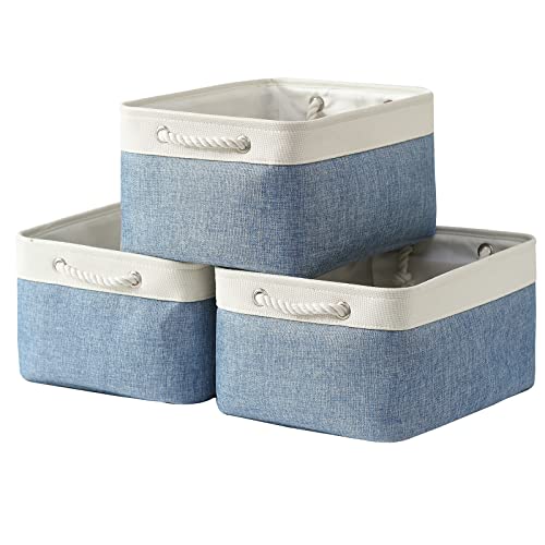 Tegance Storage Baskets Bins for Organizing, Foldable Sturdy Fabric Basket W/Handles, Large Rectangular Decorative Storage Basket for Shelves Nursery Closet Toy Blanket (3 Pack 15.7x11.8x8.3")…