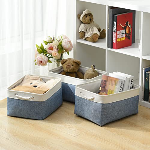 Tegance Storage Baskets Bins for Organizing, Foldable Sturdy Fabric Basket W/Handles, Large Rectangular Decorative Storage Basket for Shelves Nursery Closet Toy Blanket (3 Pack 15.7x11.8x8.3")…