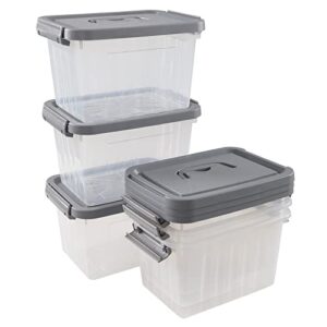 CadineUS 6-pack 6 Liter Plastic Boxes, Clear Storage Bins with Lids