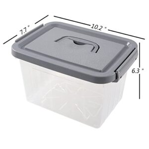 CadineUS 6-pack 6 Liter Plastic Boxes, Clear Storage Bins with Lids