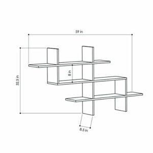 Ada Home Decor Warren Modern White Wall Shelf 32.5'' H x 59'' W x 8.5'' D/Wall Storage/Shelving Unit