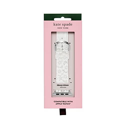 Kate Spade New York Silicone Band for 38/40mm Apple Watch Series 1-7 and SE, Color: Jelly Floral, Silver (Model: KSS0107)