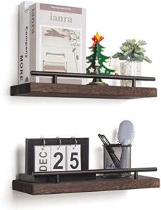 akko floating shelves for wall, set of 2 rustic wood wall mounted storage shelves, perfect home decor for bathroom, farmhouse, kitchen, bedroom and living room