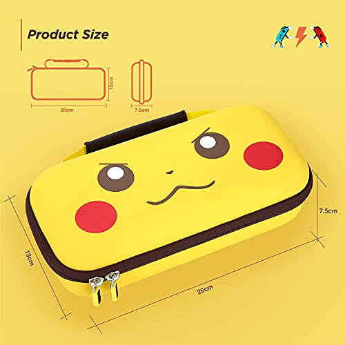 EKUZO Carrying Case for Nintendo Switch and OLED Model,Storage for NS Console and Accessories,20 Game Card Slots Protective Travel Bag (Yellow)