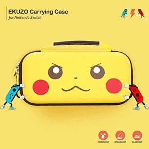 EKUZO Carrying Case for Nintendo Switch and OLED Model,Storage for NS Console and Accessories,20 Game Card Slots Protective Travel Bag (Yellow)