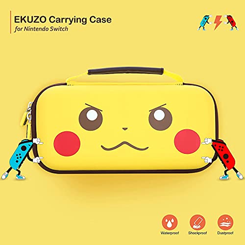 EKUZO Carrying Case for Nintendo Switch and OLED Model,Storage for NS Console and Accessories,20 Game Card Slots Protective Travel Bag (Yellow)