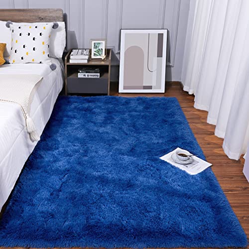 Kelarea Super Soft Shaggy Rug Fluffy Bedroom Carpets, 3x5 Feet Navy Blue, Modern Indoor Fuzzy Plush Area Rugs for Living Room Dorm Home Decorative Kids Girls Children's Floor Rugs